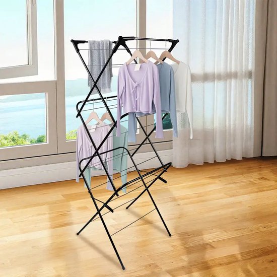 Inklapbaar Droogrek met 3 Niveaus – Stevig, Ruimtebesparend & Modern ...