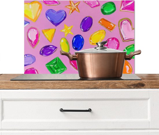 Spatscherm keuken 60x40 cm - Kookplaat achterwand Edelstenen - Vormen ...