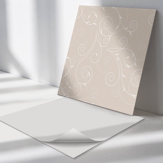Wallfluent Vinyl Wandpaneel - Delicate spiralen en bladeren Zelfklevend ...