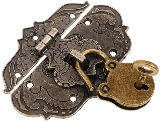1 Set padlock antique decoration latch keys trinket tin buckle key ...
