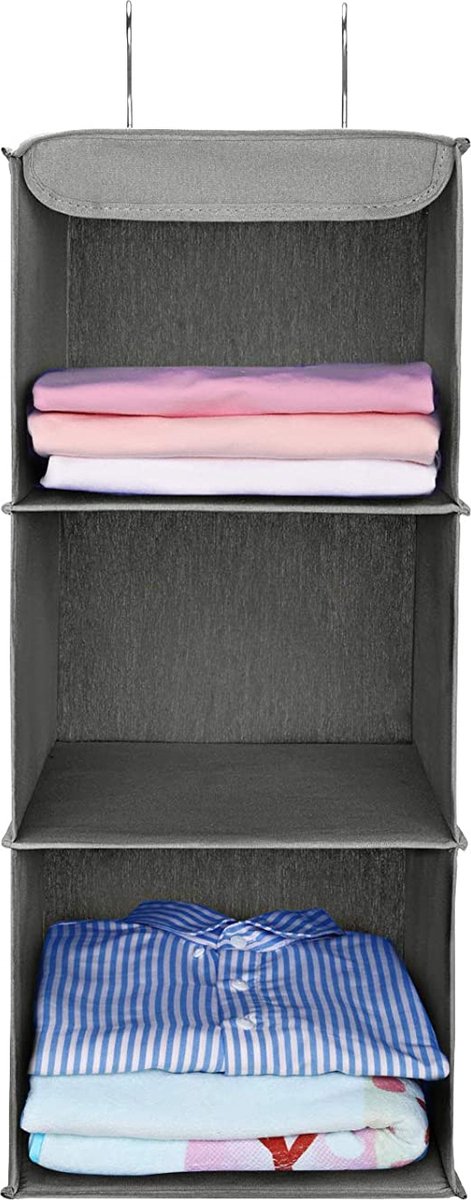Hangende opberger, 3 niveaus Kledingkast Organizer Kastorganizer met 2 ...