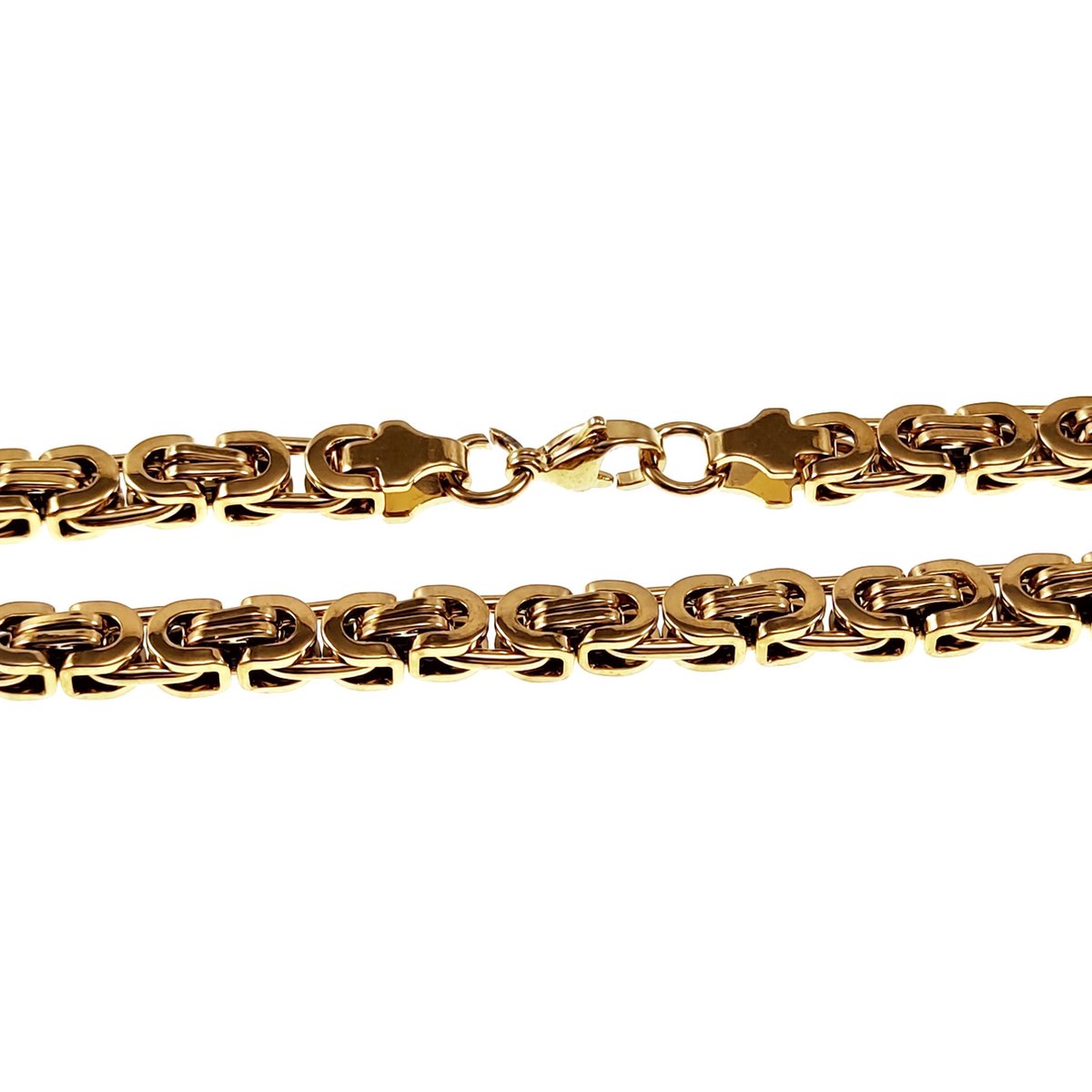 60cm x 6,5mm Platte Koningsketting Heren - Stalen Goud Kleur ...