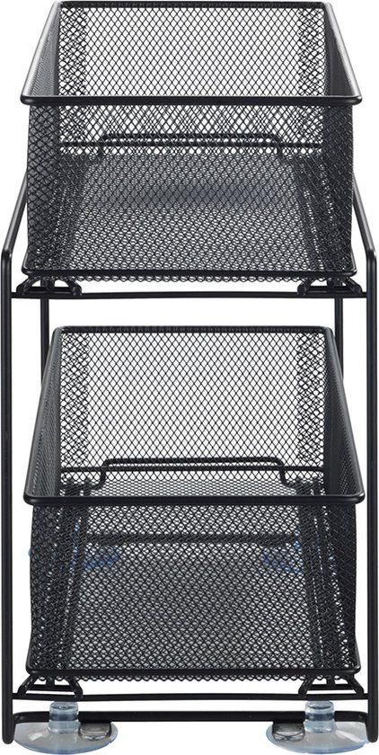 Wenko Zwart uitschuifbaar rek keukenkast 2 manden - Zwart ...