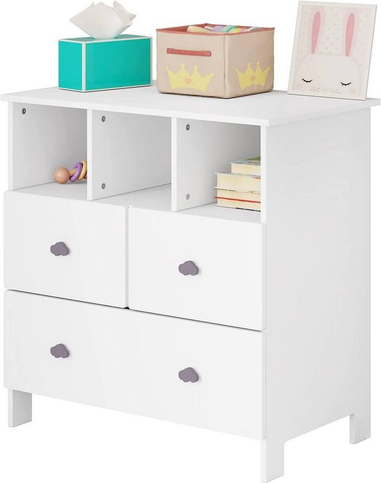 FURNIBELLA - Ladenkast met 3 lades, dressoir met 3 open vakken ...