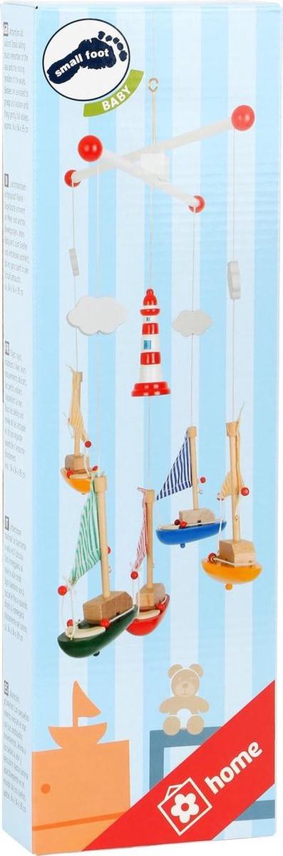 Houten mobiel "houten bootjes en kleine vuurtoren" | bol