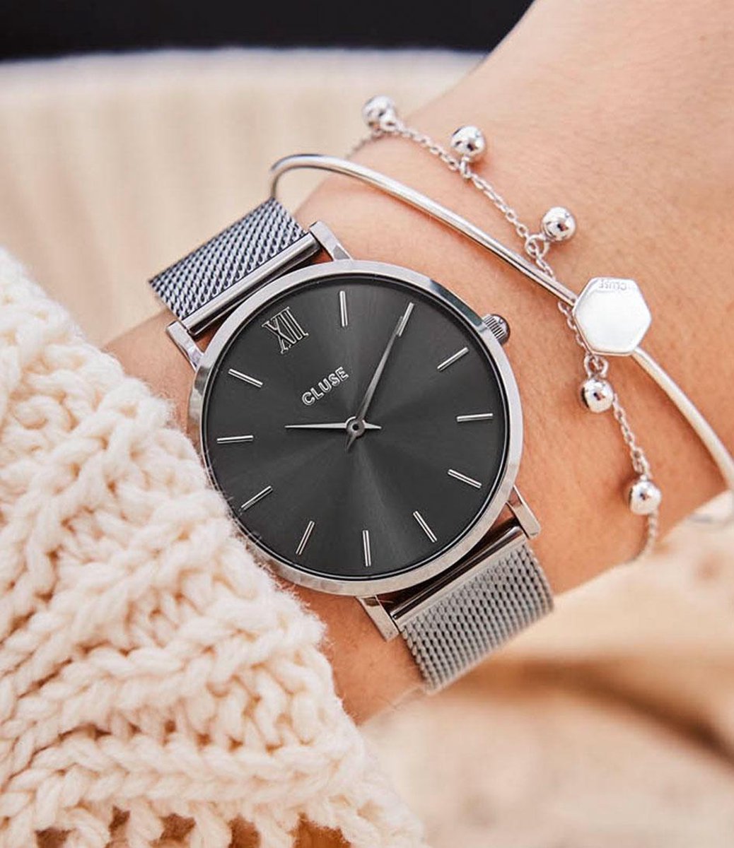 CLUSE Horloges Minuit Mesh Full Dark Grey Grijs | bol.com