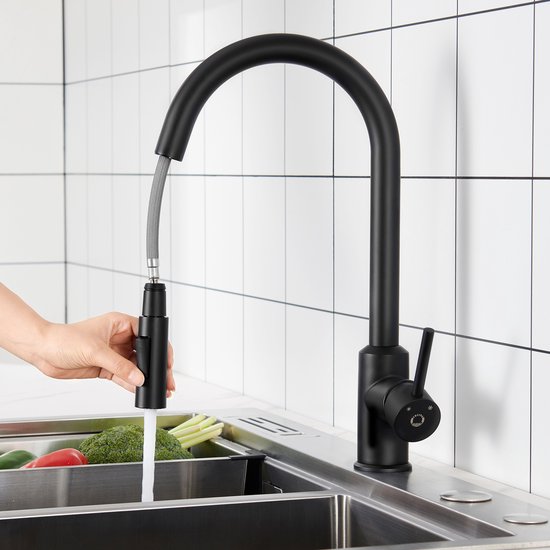 CECIPA Max Keukenkraan Met Uittrekbare Uitloop Zwart - 360° draaibare keukenkraan -... | bol