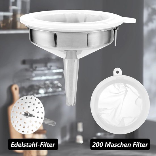Set van 3 RVS Trechters - Trechter Set met 200 Mesh Filter Zeef - Voor ...