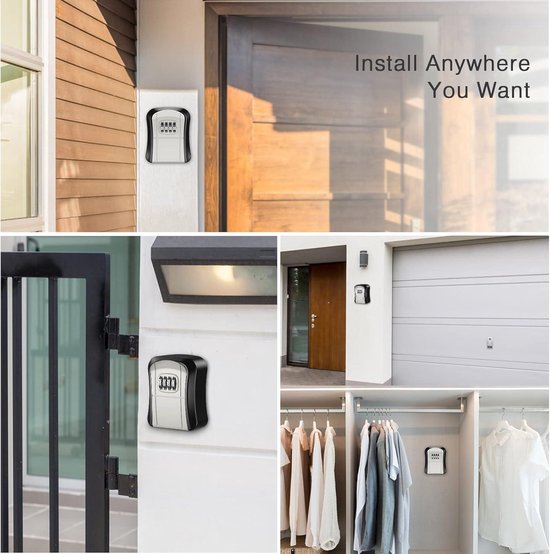4 Digit Code Key Safe Box - Weatherproof Wall Mounted Key Cabinet ...