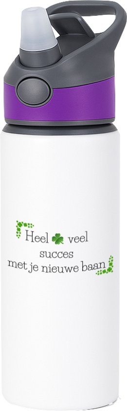Hacebo® - Afscheid collega cadeau - waterfles met rietje paars ...