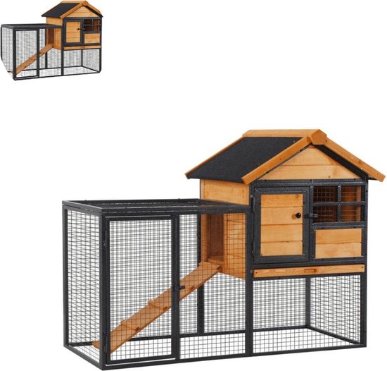 Konijnenhok voor buiten - Met ren - Weerbestendig - Kooi - Groot ...