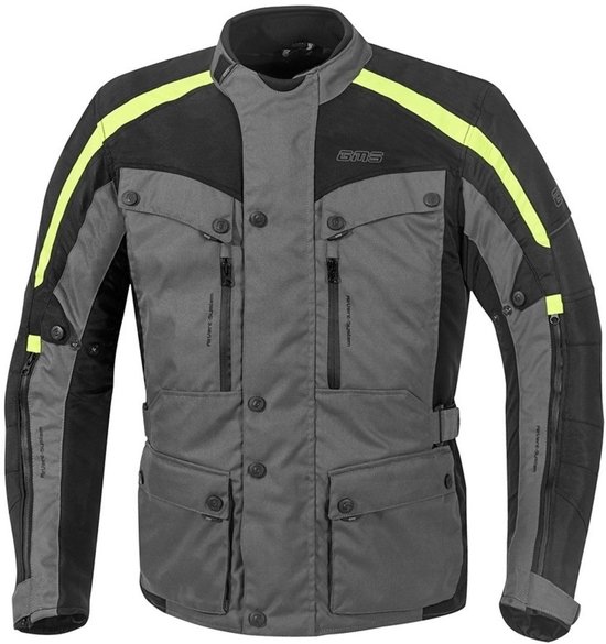 gms Temper Grijs Zwart Geel Textiele Motorjas - Maat L - Jas | bol
