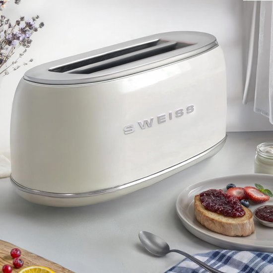 RFWR® Vintage Broodrooster 2 Sleuven 1500W met 6 Instellingen en ...