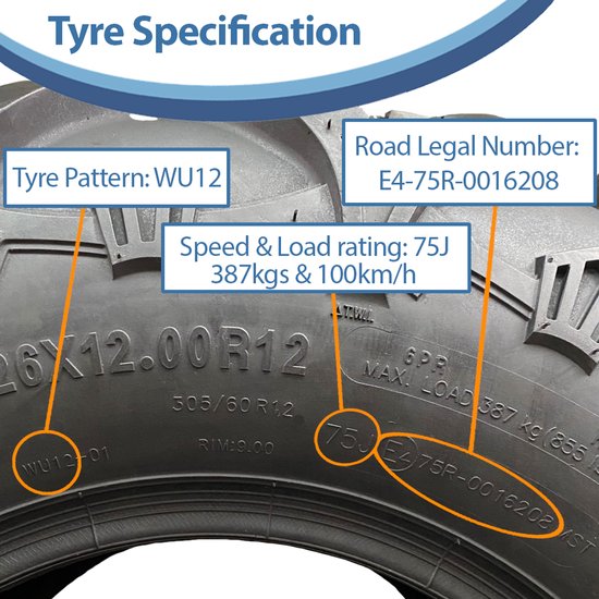 26x12.00R12 ATV-banden (305/60R12) 6ply OBOR Cornelius 75J Road Legal ...