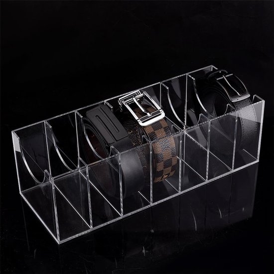 Acrylic Strap Organizer - 7 Compartments - Display Case - Belt Case ...