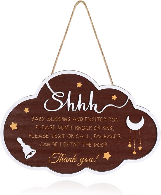Baby Sleeping Plate, Hanging 3D Wooden Baby Sleep Sign Plaque with Rope ...