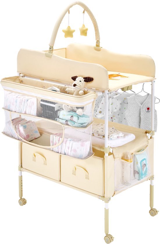 Opvouwbare Commode met 2 Stoffen Lades, Zijmand, Kledingstang, In ...