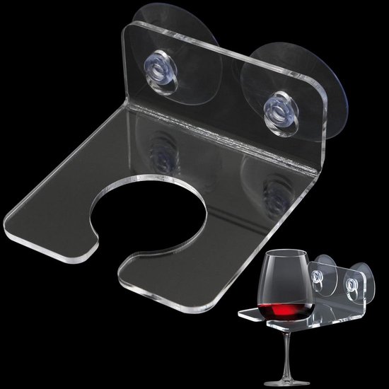 Wijnglashouder voor badkuip met zuignap - acryl bierhouder met ...