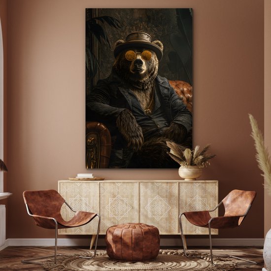 Aluminium schilderij 120x180 cm - Wanddecoratie metaal - Beer - Bruin ...