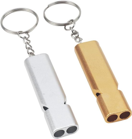 Set van 2 fluitjes - Signaalfluitje voor buiten met sleutelhanger ...