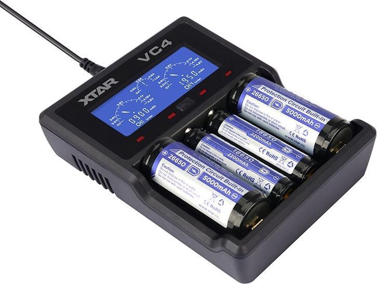 XTAR VC4 Ni-MH and Li-ion USB batterij-oplader | bol