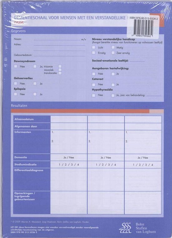 Dementieschaal voor mensen met een verstandelijke handicap (DSVH ...