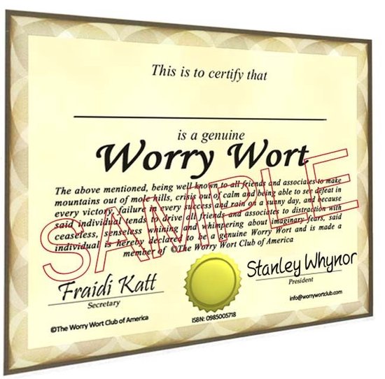 Worry Wort Certificate and Membership Card (ebook), Bob Proko ...