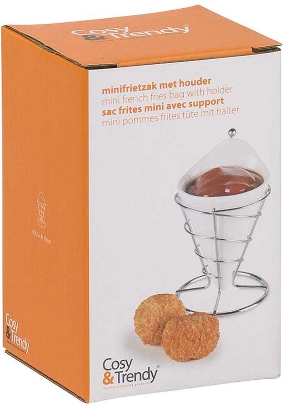 Cosy & Trendy Mini Frietzak Met Houder - Ø 6.5 cm x 10 cm | bol