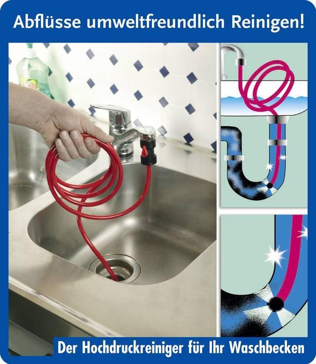 Afvoerontstopper slang met sproeier 2,5m blauw/geel | bol.com