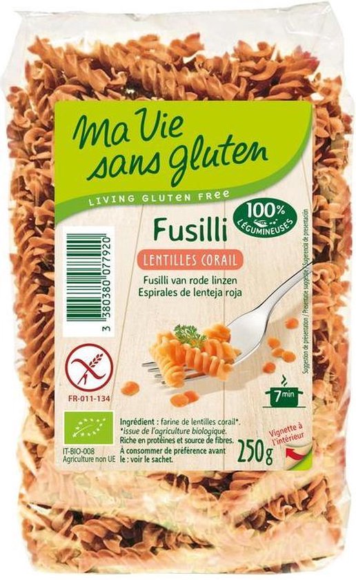 Ma Vie Sans Gluten Fusilli van rode linzen 250 gram | bol