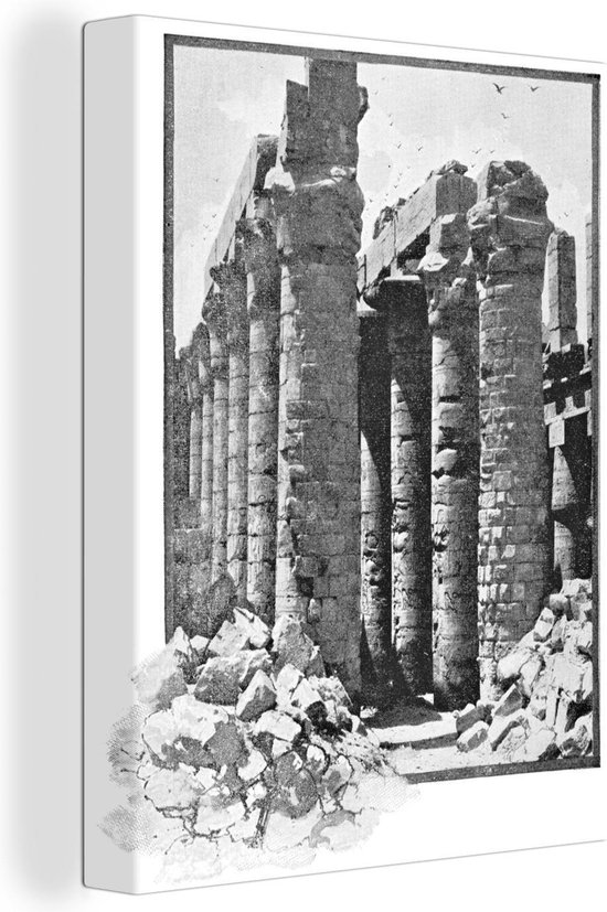 Canvas Schilderij Een tekening van de Tempel van Amon in het Egyptische ...