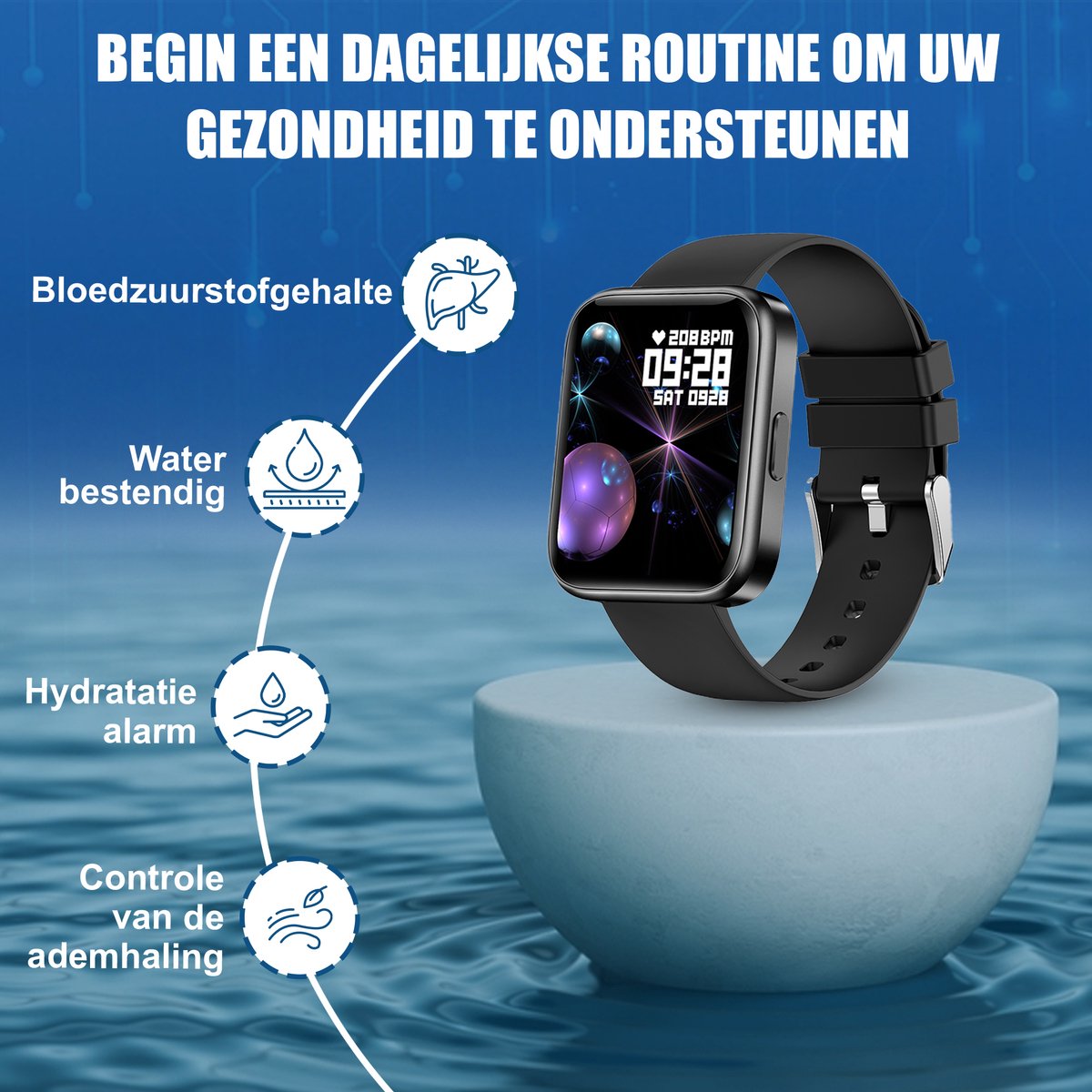 Golden Sound Premium Smartwatch - Saturatiemeter - Stappenteller ...