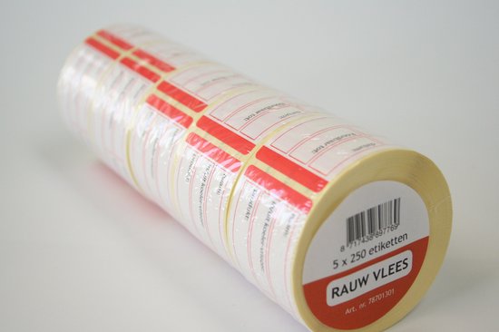 LabelLord | HACCP Stickers | Refillset Rood DCMV | Rauw Vlees | 5 x 250 ...
