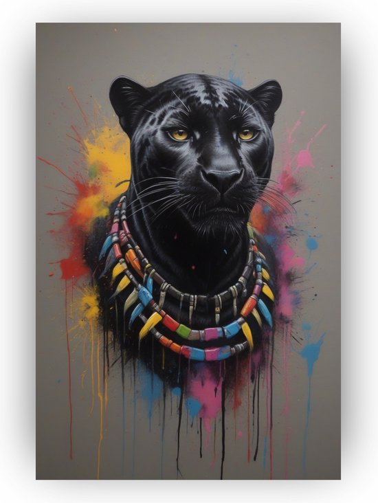 Zwarte panter banksy - Panter poster - Posters dieren - Poster ...