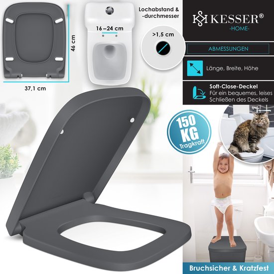 KESSER® WC bril met Soft Close Deksel - Toiletbril met Duroplast en ...