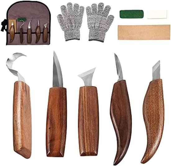 Houtsnijset - Houtsnijden - Houtsnijmes - Lepelmes - 10 stuks | bol