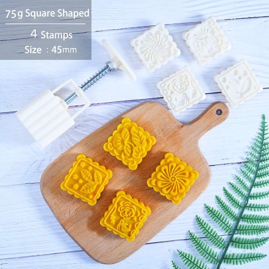 2 Sets Mooncake Mould Press with 10 Stamps, Cookie Cutters, Hand Press ...