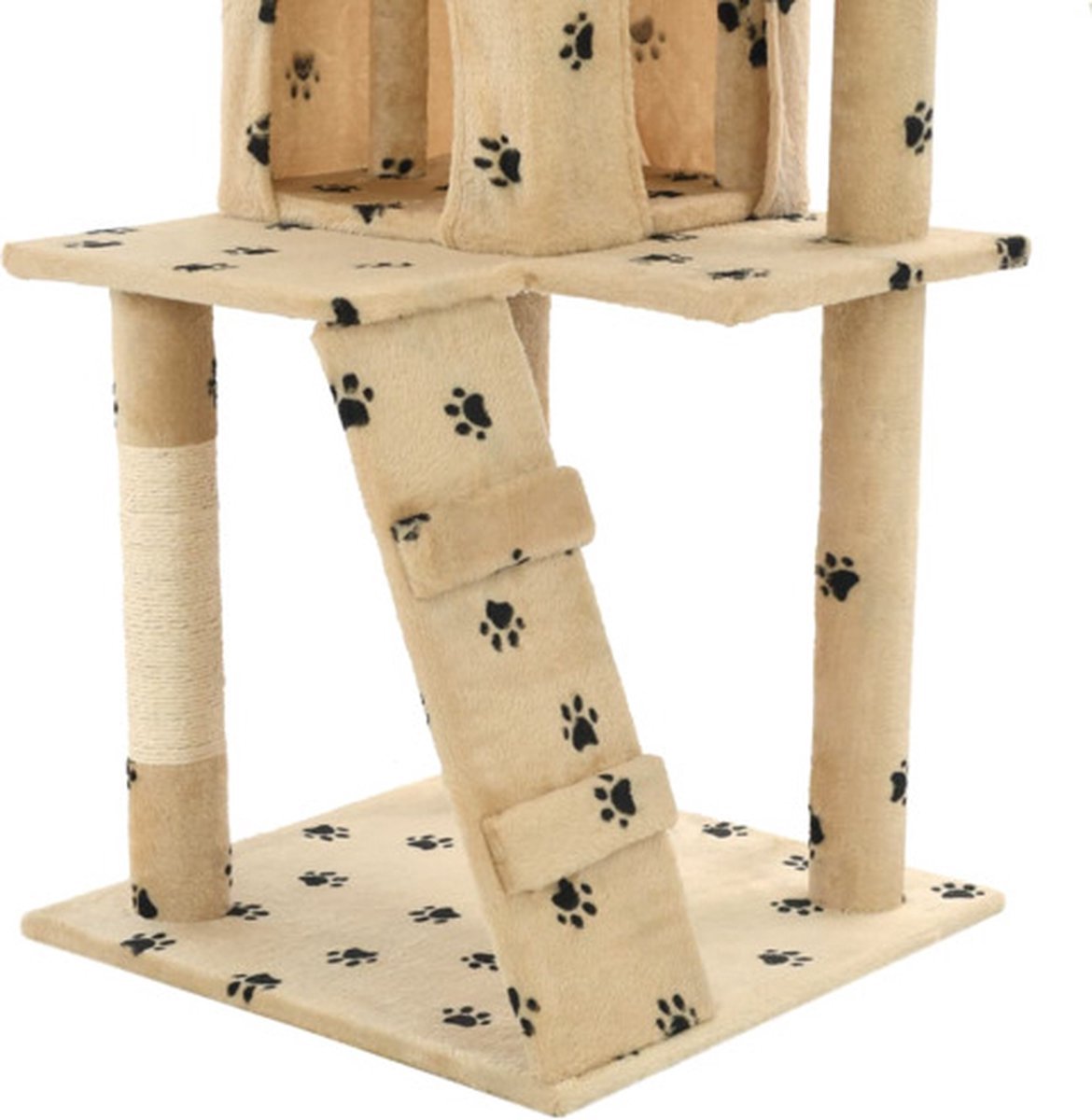 vidaXL Kattenkrabpaal - 120 cm - Beige - Met helling - klimtouw ...