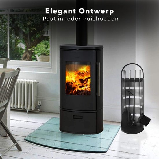 Luxe 5-delige Openhaardset - Zwarte RVS Accessoires - 65 x 22 x 15 cm ...