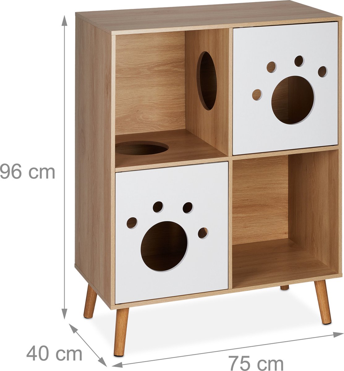 Relaxdays XXL kattenkast op poten - kattenhuis - kattenmeubel - 4 ...