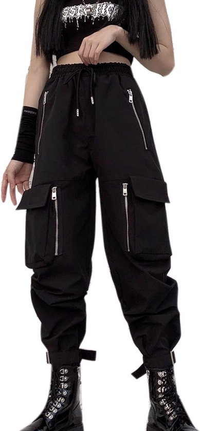 Zwarte Cargo Broek Vrouwen Losvallend Multi-Zak Punk Goth | bol