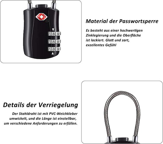 TSA Goedgekeurd Bagageslot met Cijfercode en Alarmfunctie voor Koffers ...