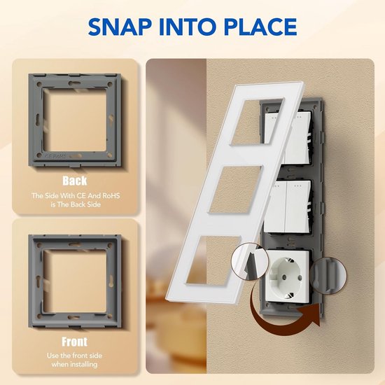 Dubbele lichtschakelaar met stopcontact 2-voudig 1-weg 10A glasplaat ...