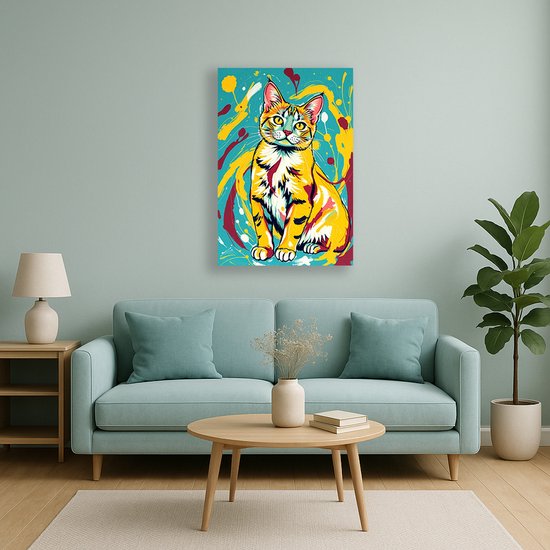 Pop-art kat - Wanddecoratie modern - Muurdecoratie - Poster - 100x150 ...