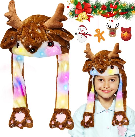 LED Santa Hoed met Beweegbare Oren - Grappig Feestartikel voor Kerst en ...