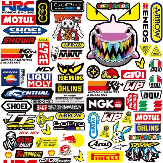 Set van 3 Weerbestendige Vinyl Stickers voor Motor, Auto en Helm | bol