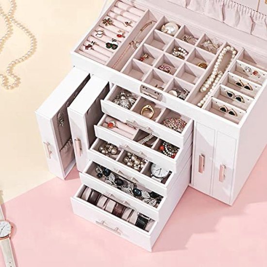 Grote Sieraden Organizer Box met 6 Layers en 40 Kettinghaken – Elegante ...