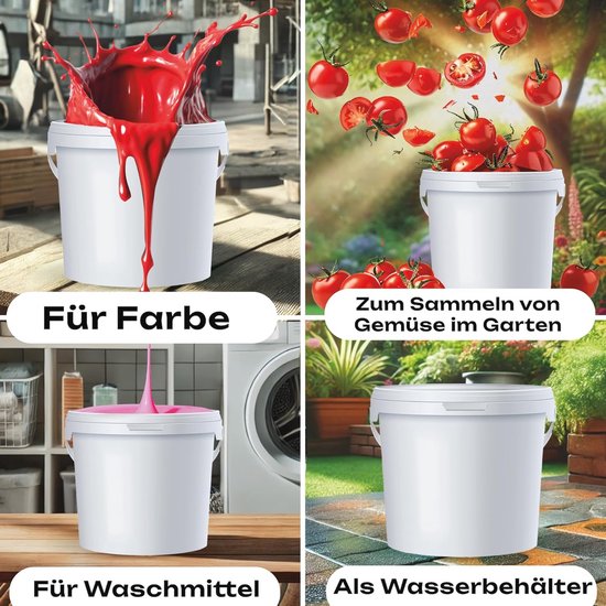 Witte kunststof emmer met deksel - 2 liter, luchtdicht, lekkagevrij ...