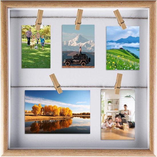 Allecta - Houten Fotolijst met Clips en Lijn voor Meerdere Foto's - DIY ...