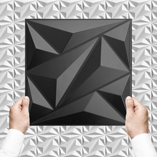 3D Wandpanelen PVC (30x30cm) - Zwart Decoratief Paneel voor Muur of ...